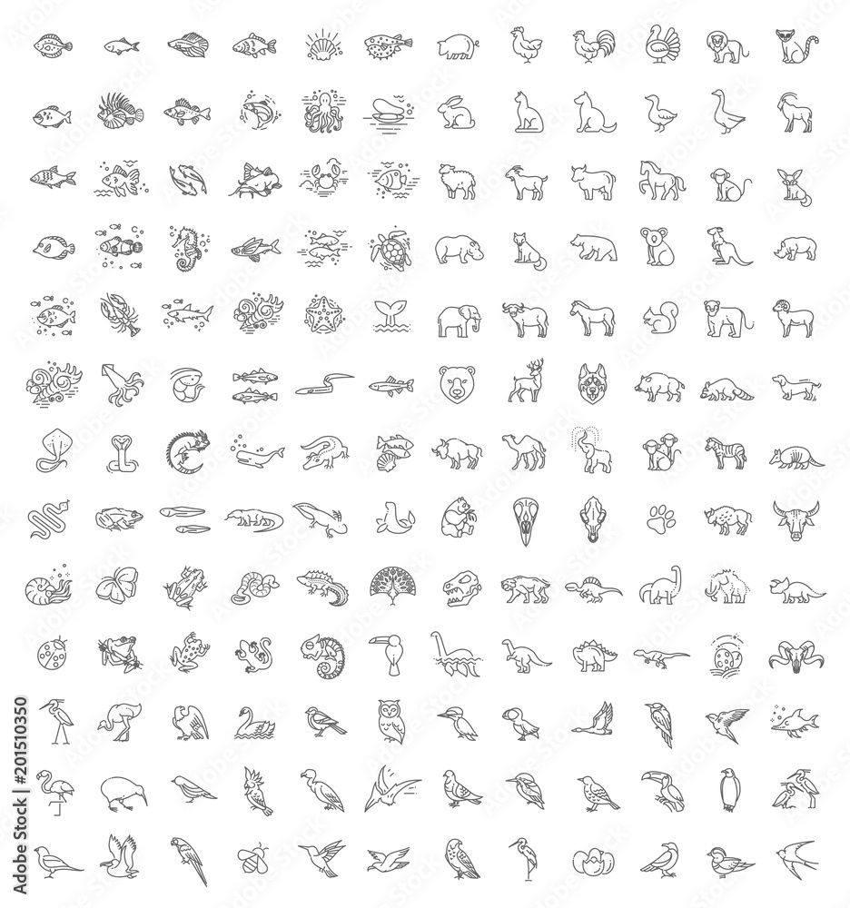 Line animals consepts, Icons set Stock Vector | Adobe Stock