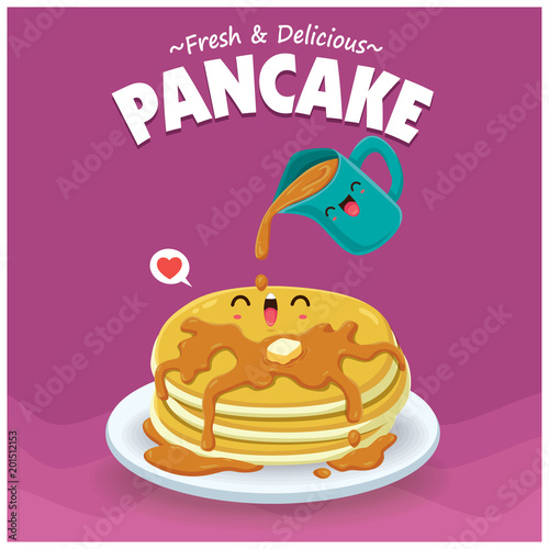 Vintage food poster design with vector pancake characters. - Buy this ...