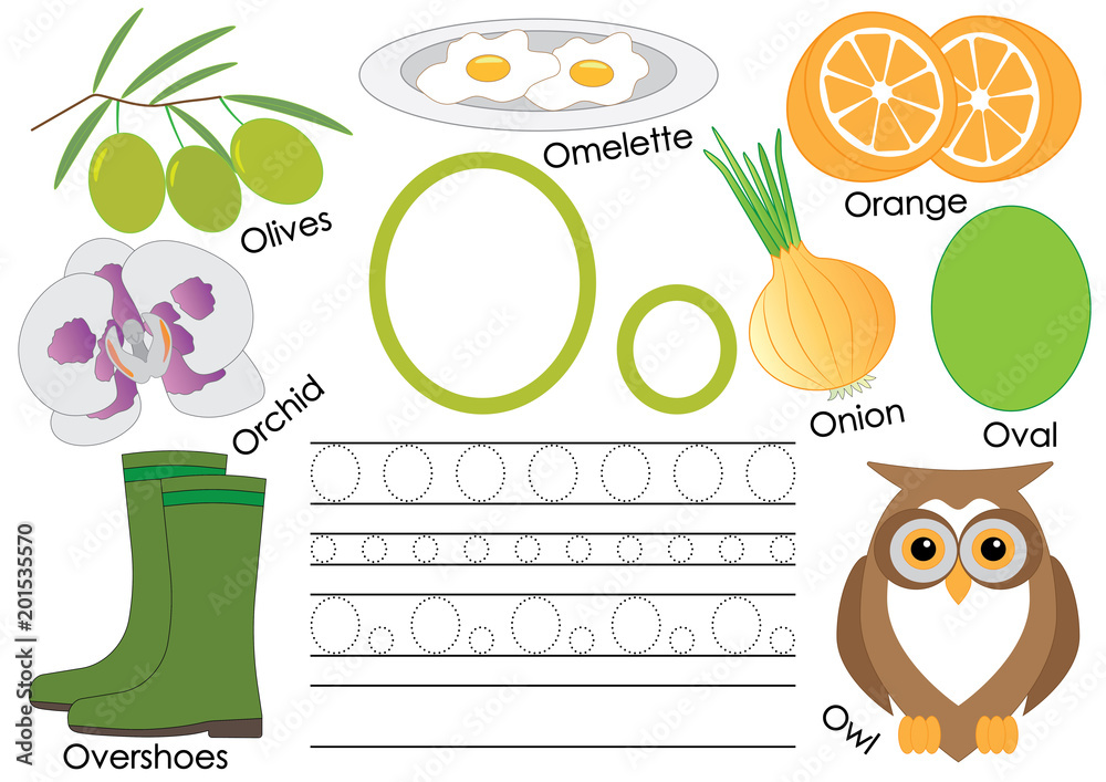 Letter O. Alphabet, english language. Writing practice of capital and ...