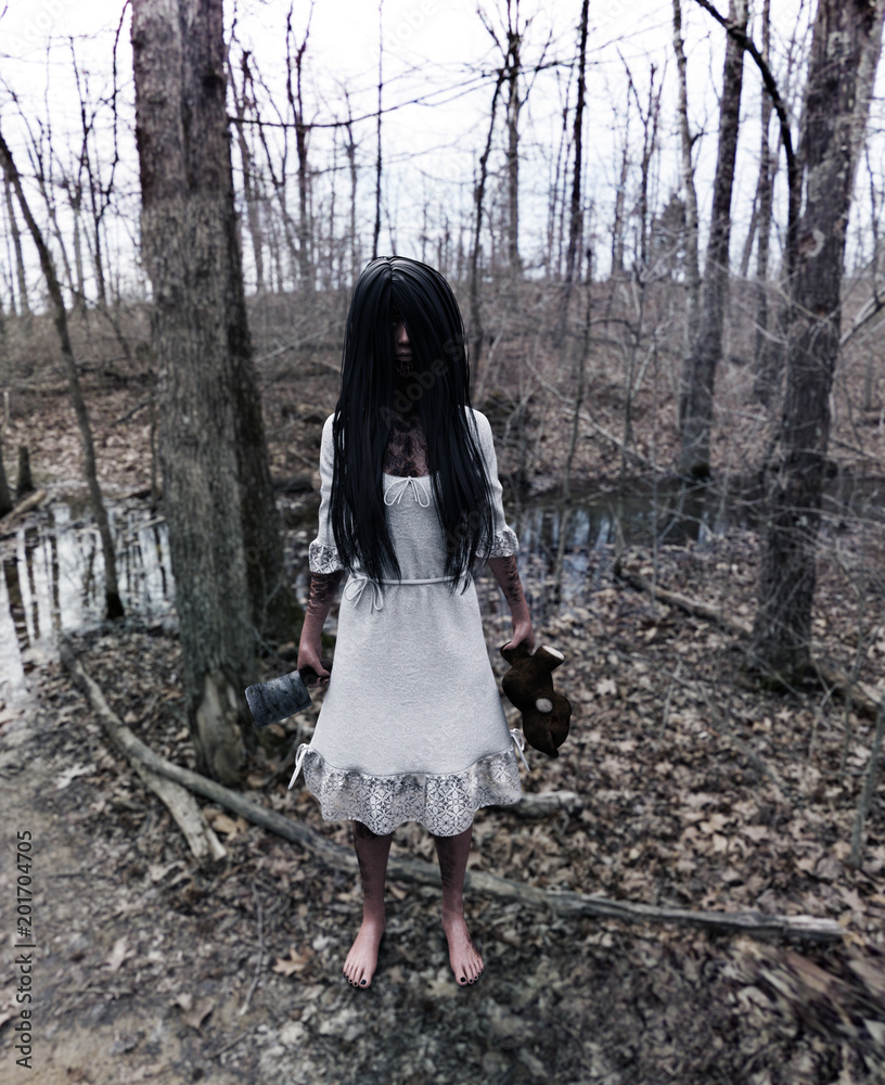 Little Ghost Girl In White Dress