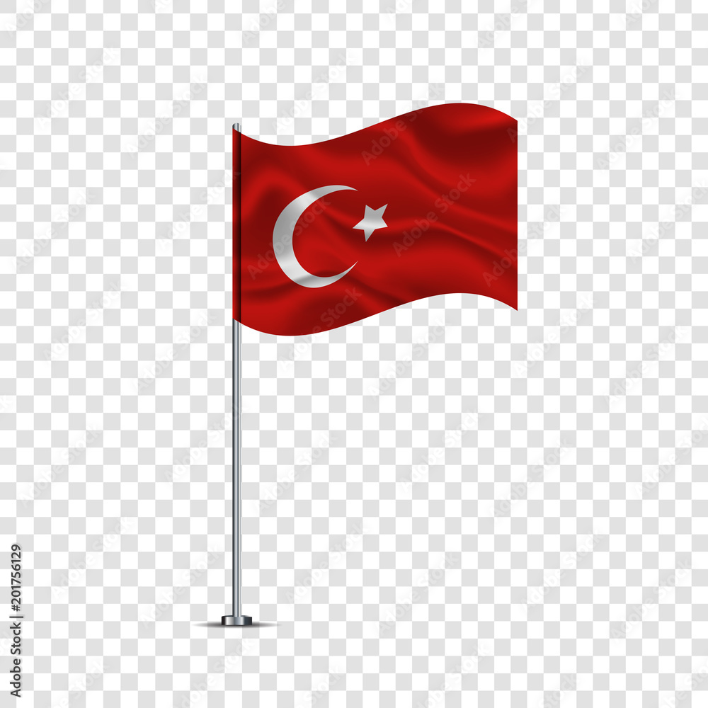 Vector realistic isolated waving Turkish flag for decoration and ...