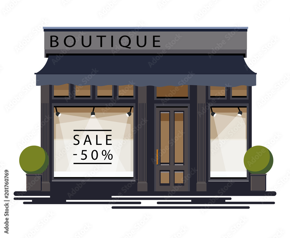 Boutique facade. Illustration of a boutique in a flat style. Vector ...