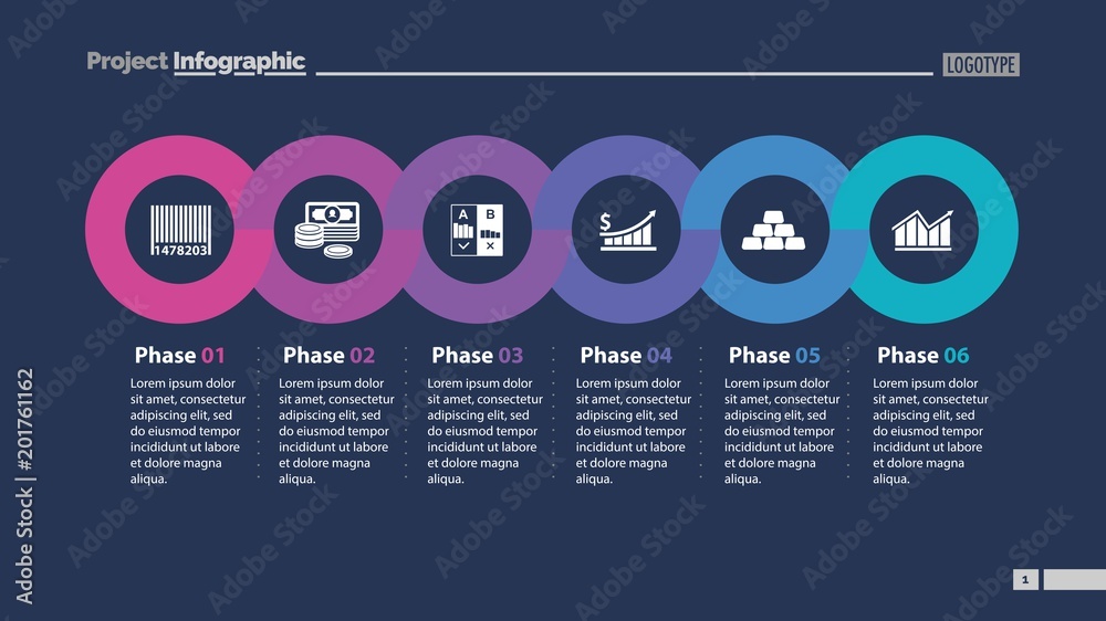 Six Phases Timeline Slide Template Stock Vector | Adobe Stock