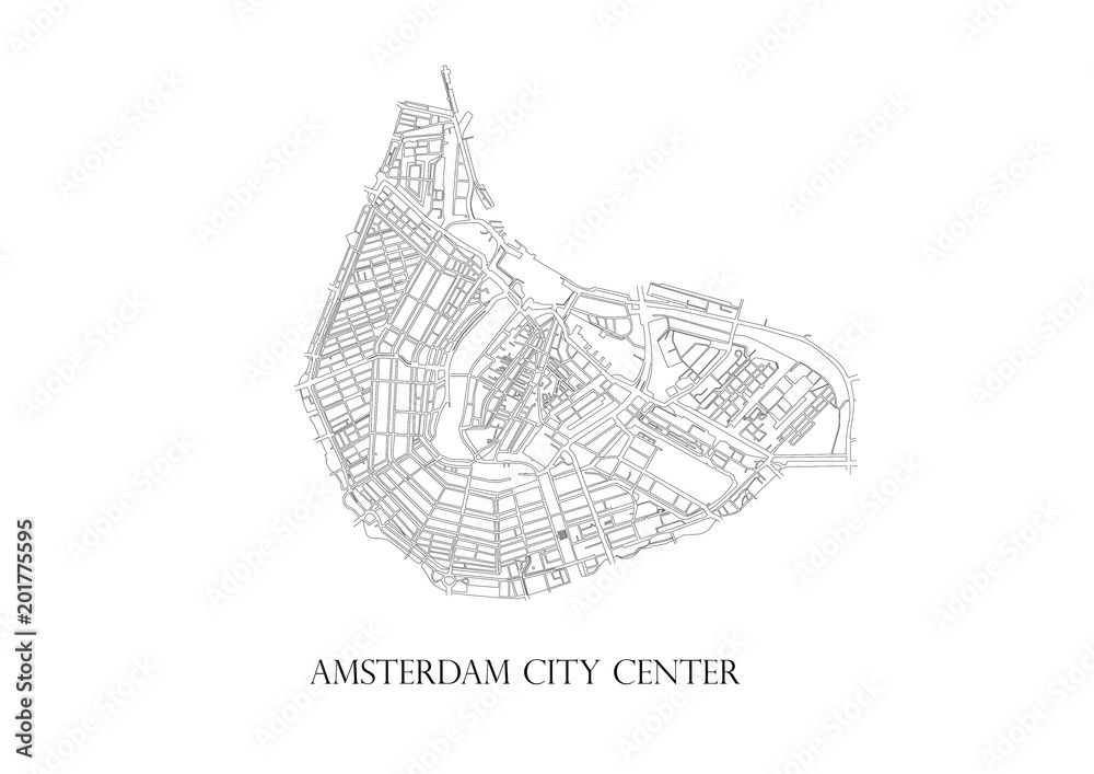 Amsterdam City center map Stock Vector | Adobe Stock