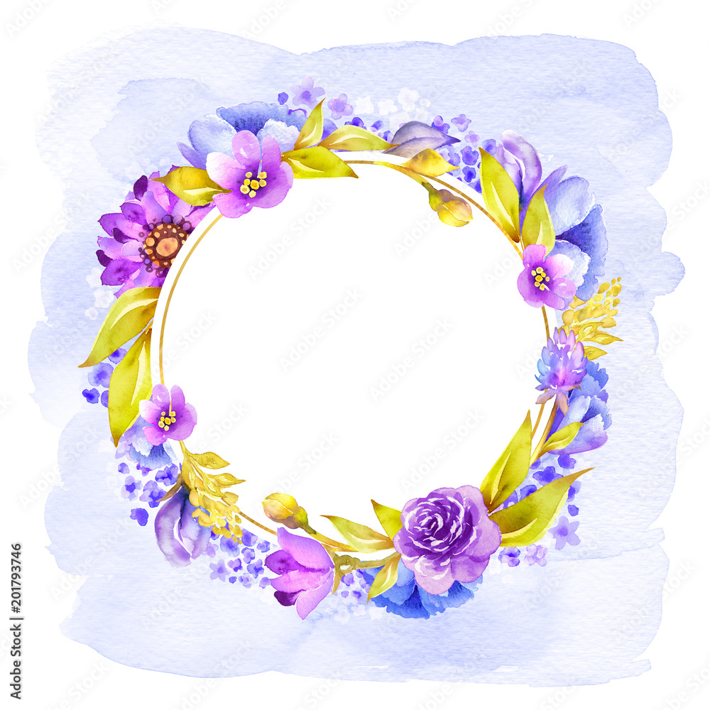 Purple And Gold Flower Frame