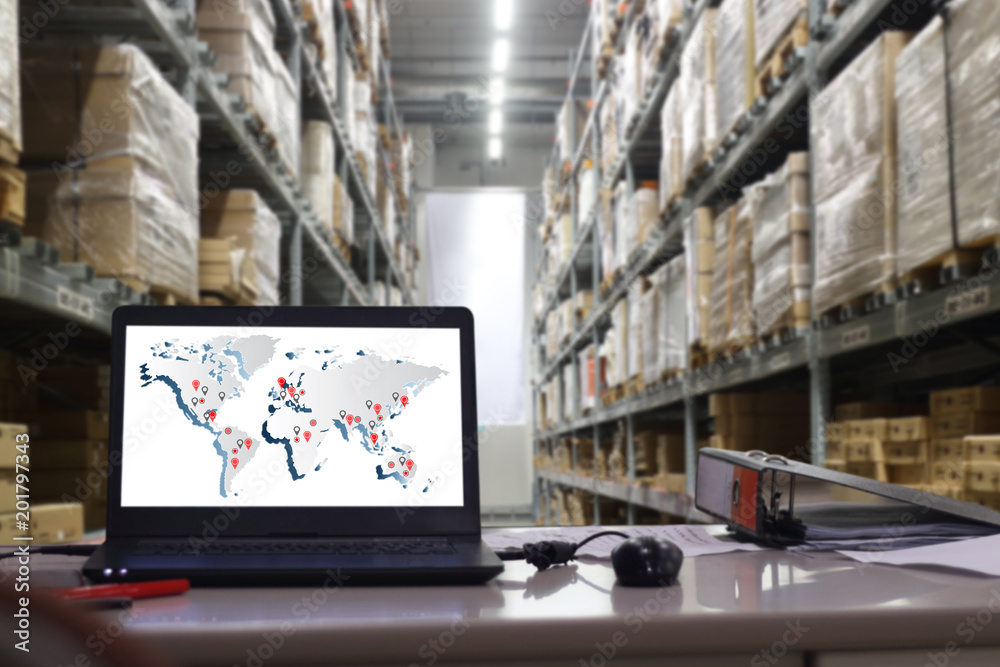 world map with AR application for check order pick time in smart ...