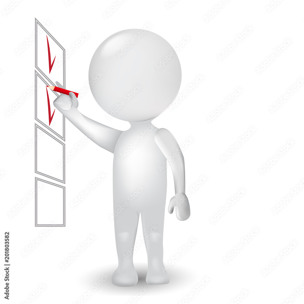 Survey 3d white people man with check list icon vector logo Stock ...