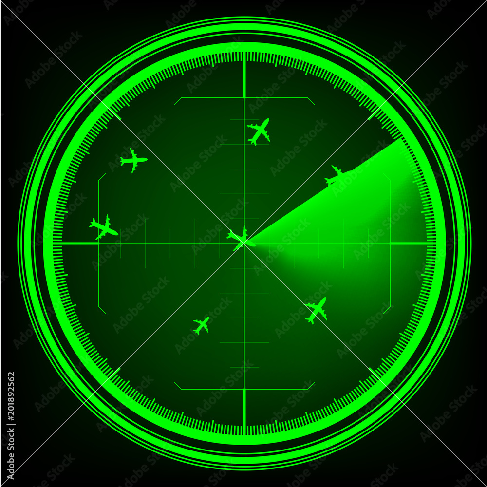 Airplane Radar vector illustrator. Stock Vector | Adobe Stock