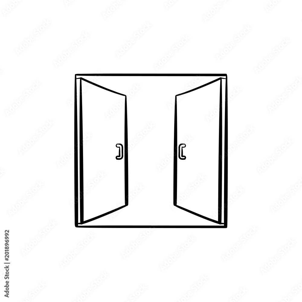 Open doors hand drawn outline doodle icon. Access vector sketch ...