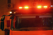 Yellow Fire Engine With Red Light Free Stock Photo - Public Domain Pictures
