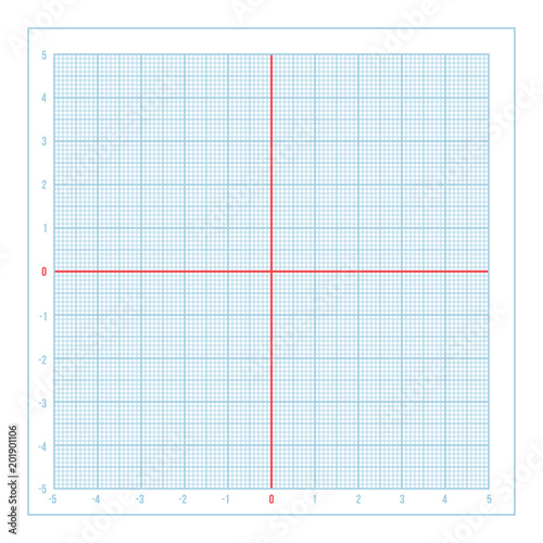 Vector blue metric graph paper with coordinate axis, 1mm grid accented ...