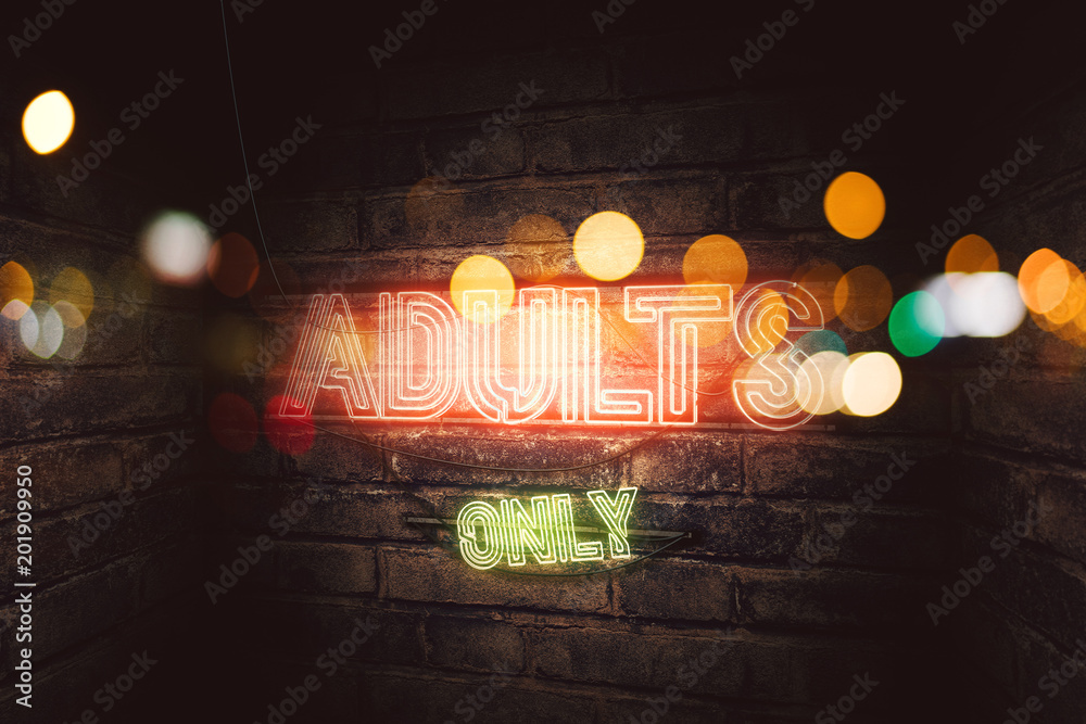 Adults Only neon sign Stock Illustration | Adobe Stock