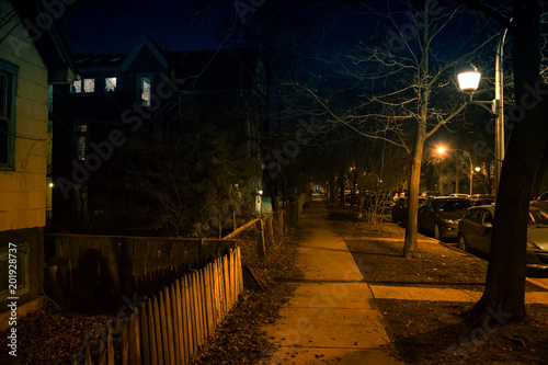 Dark scary city sidewalk at night Stock Photo | Adobe Stock