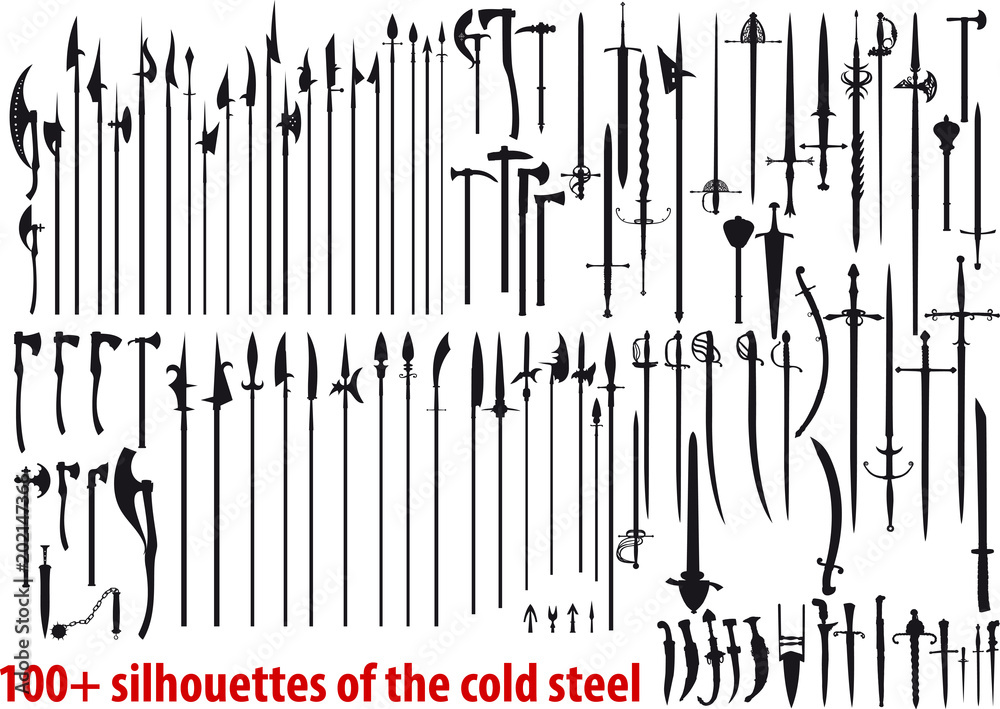 big set silhouettes of the cold steel Stock Vector | Adobe Stock