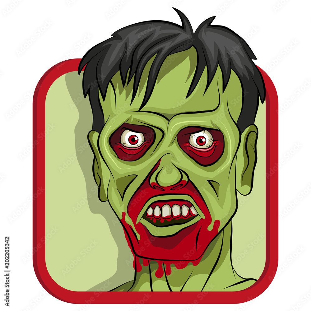 Cartoon Zombie head. Vector graphics to design. Stock Vector | Adobe Stock