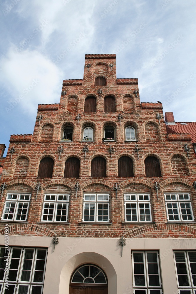 Typical brick Gothic architecture in the city of Lubeck, Germany Stock ...