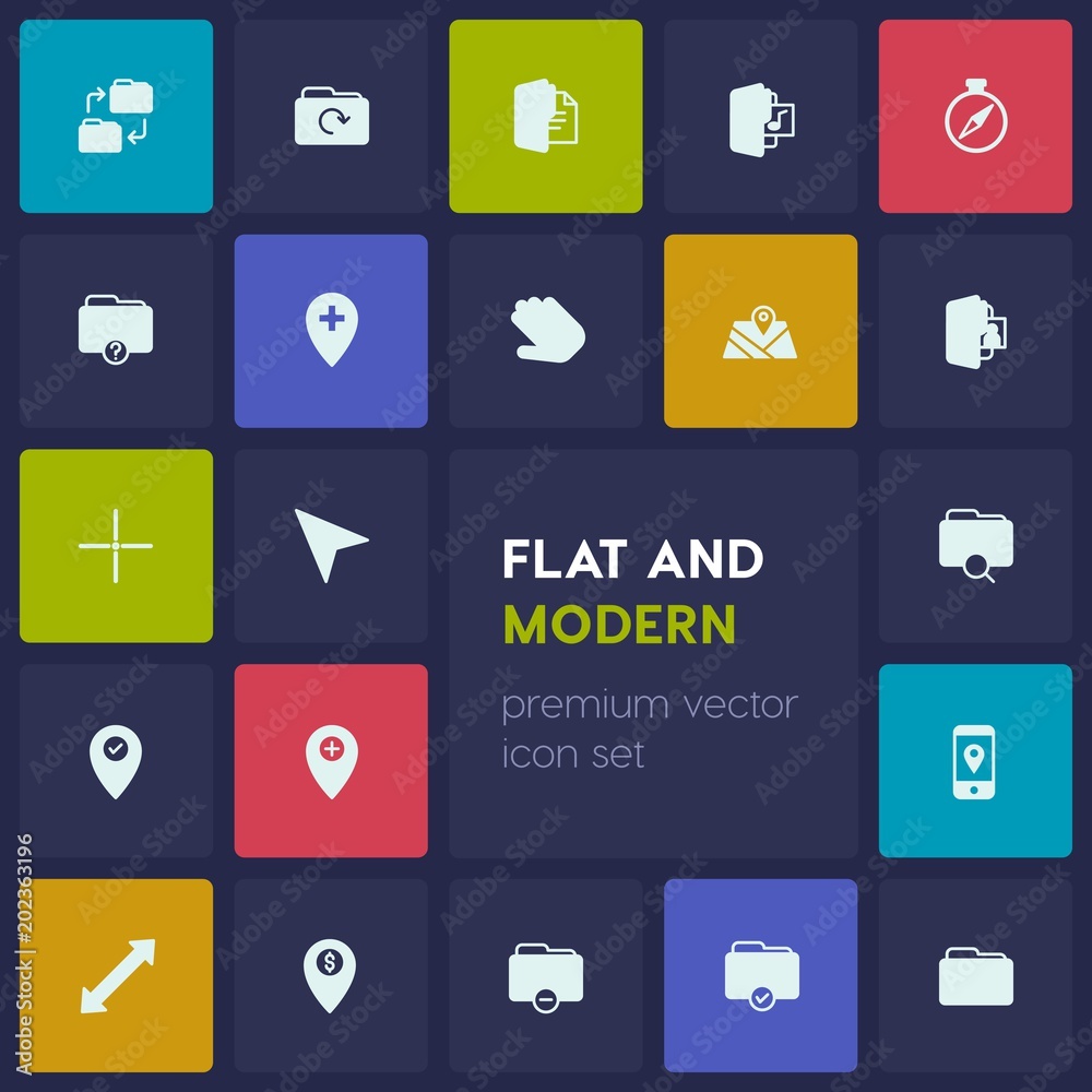 Modern Simple Set of location, folder, cursors Vector fill Icons ...