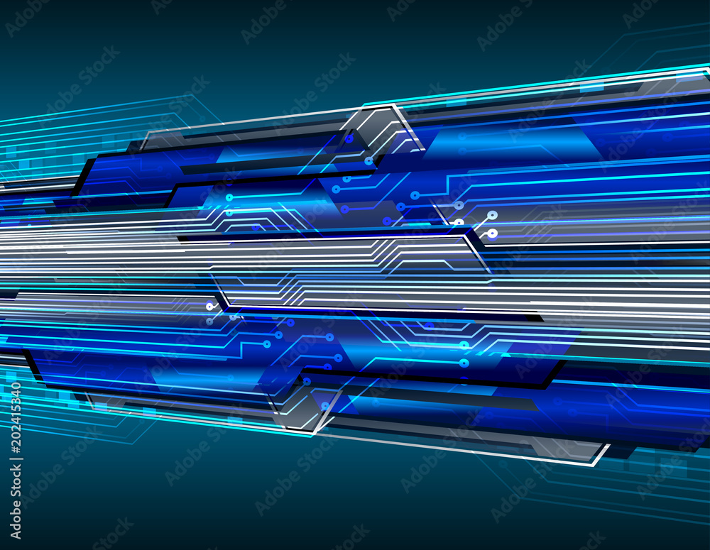 Binary Circuit Board Future Technology Blue Cyber Security Concept Background Abstract Hi