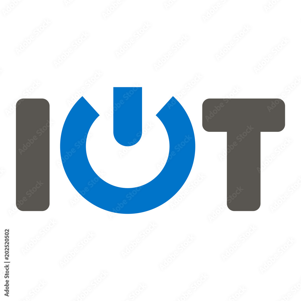 IOT Power Button Icon Vector. Internet of things text illustration. Stock Vector | Adobe Stock