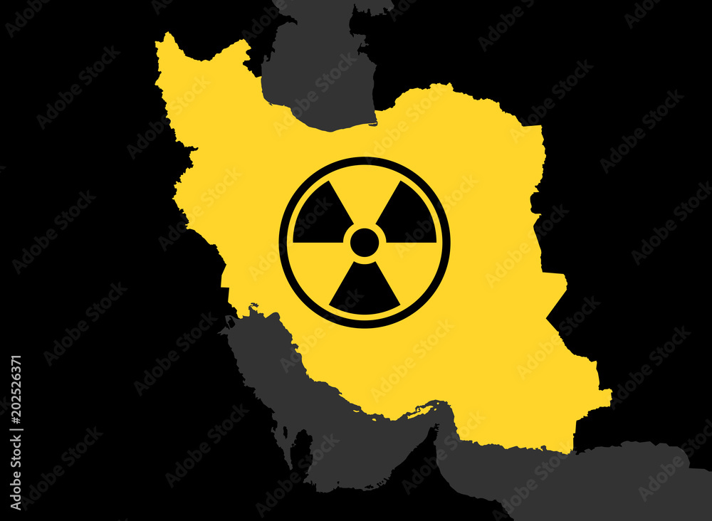 Iran and nuclear power - Iranian country and symbol of atomic radiation ...