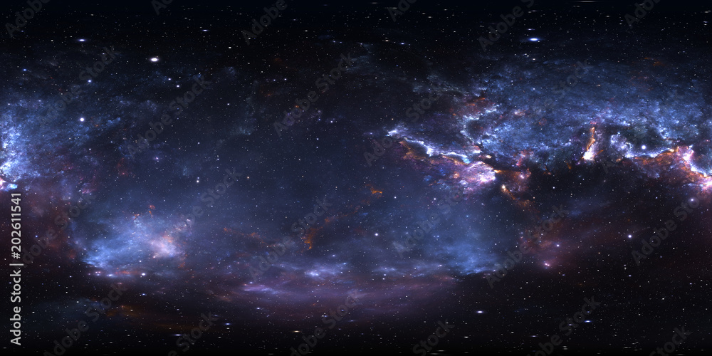 360 degree space nebula panorama, equirectangular projection ...