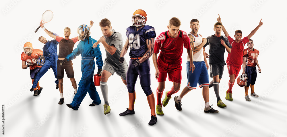 players of different sports in the basketball stadium 3D rendering ...