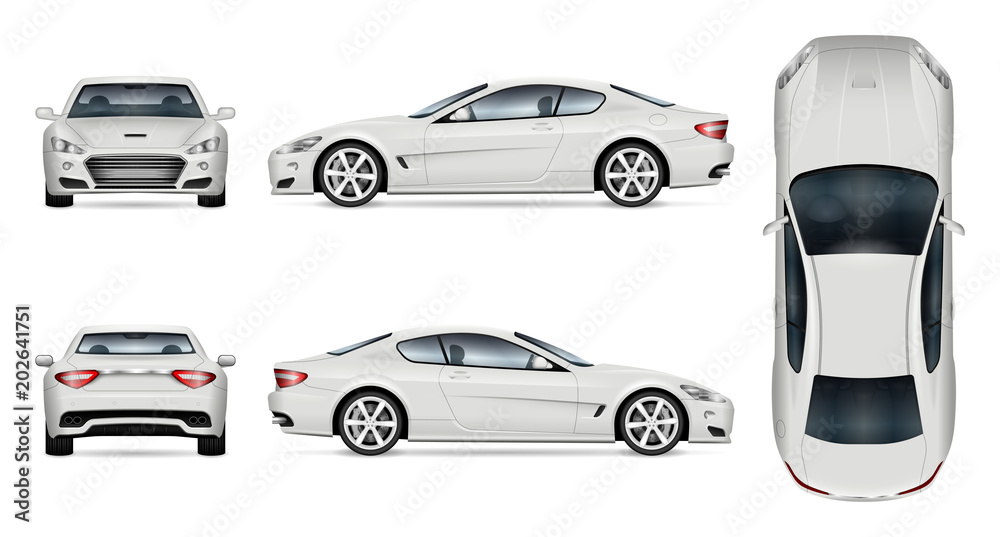 Car vector mock-up. Isolated template of supercar on white background ...