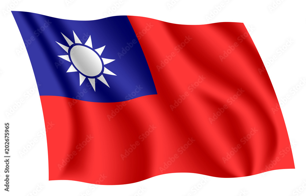 Taiwan flag. Isolated national flag of Taiwan. Waving flag of the ...