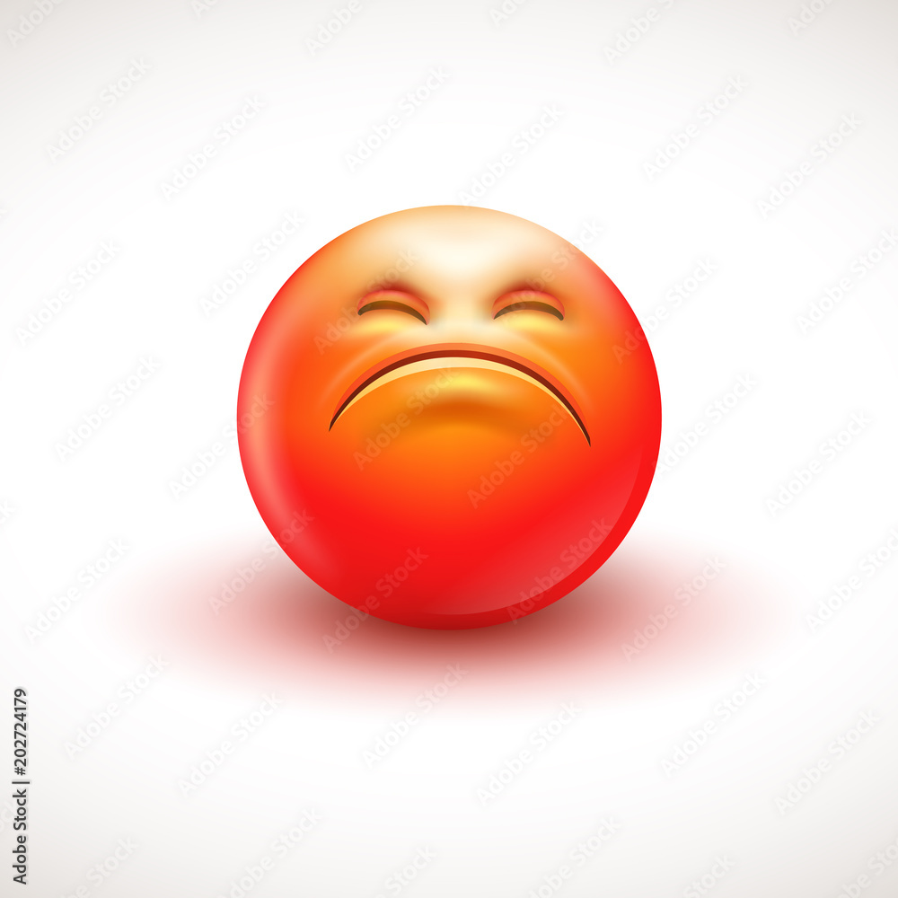 Angry smiling emoticon, emoji - vector illustration 素材庫向量圖 | Adobe Stock
