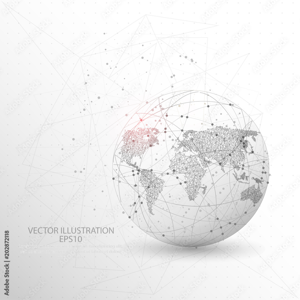 Globe world map shape digitally drawn low poly wire frame. Stock Vector ...
