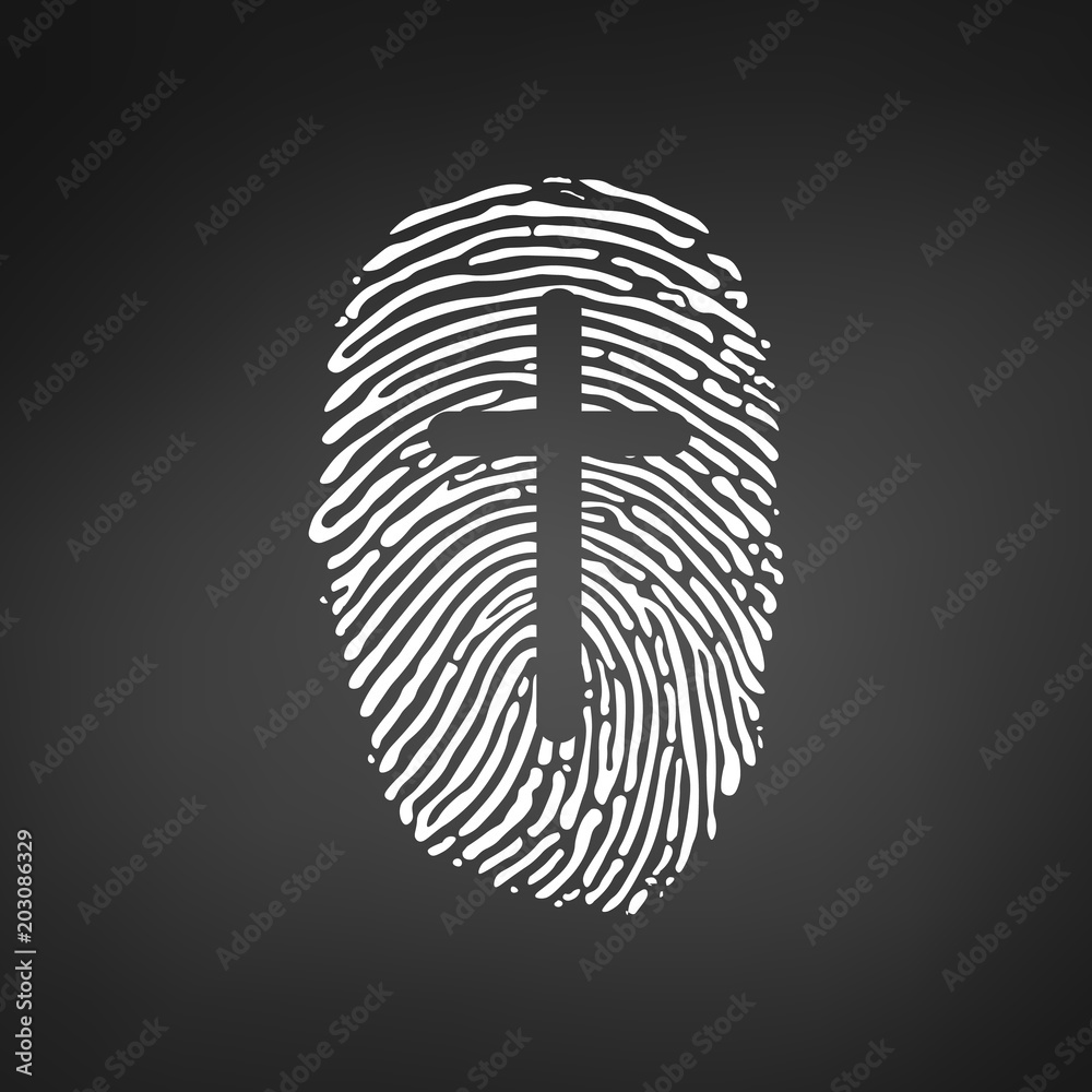 Thumb Prints or fingerprint with cross showing christian identity ...
