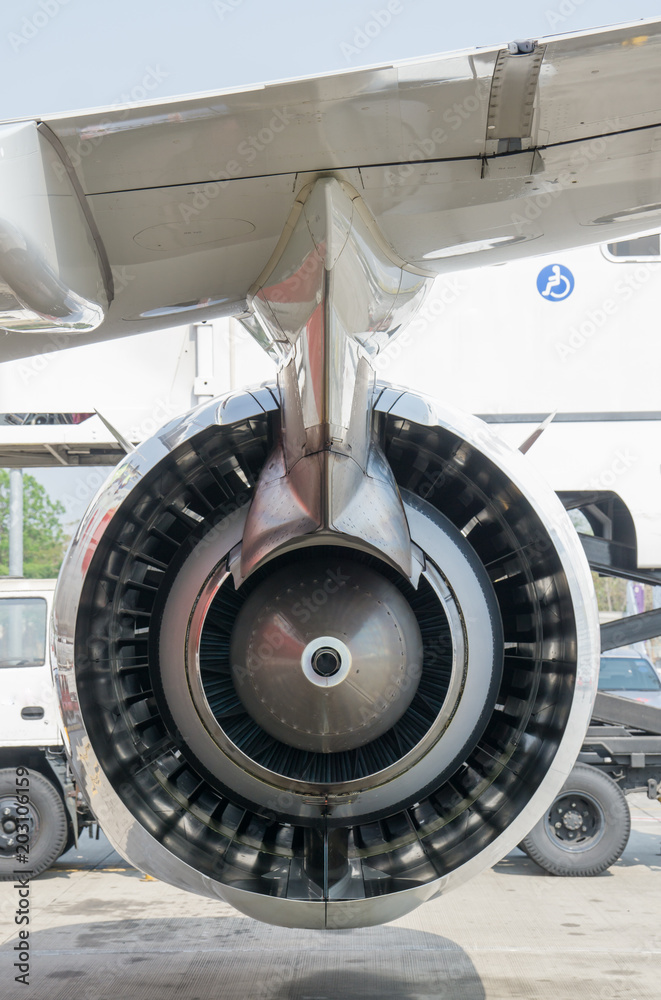 Behind the turbine engine of AIRBUS A320 NEO Stock Photo | Adobe Stock