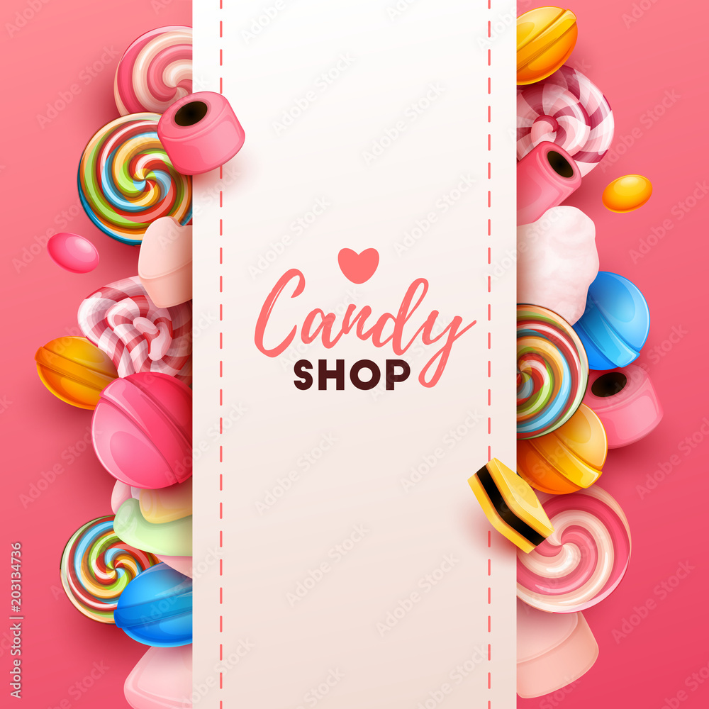 Colorful background with sweets. Vector Illustration の Stock ベクター ...