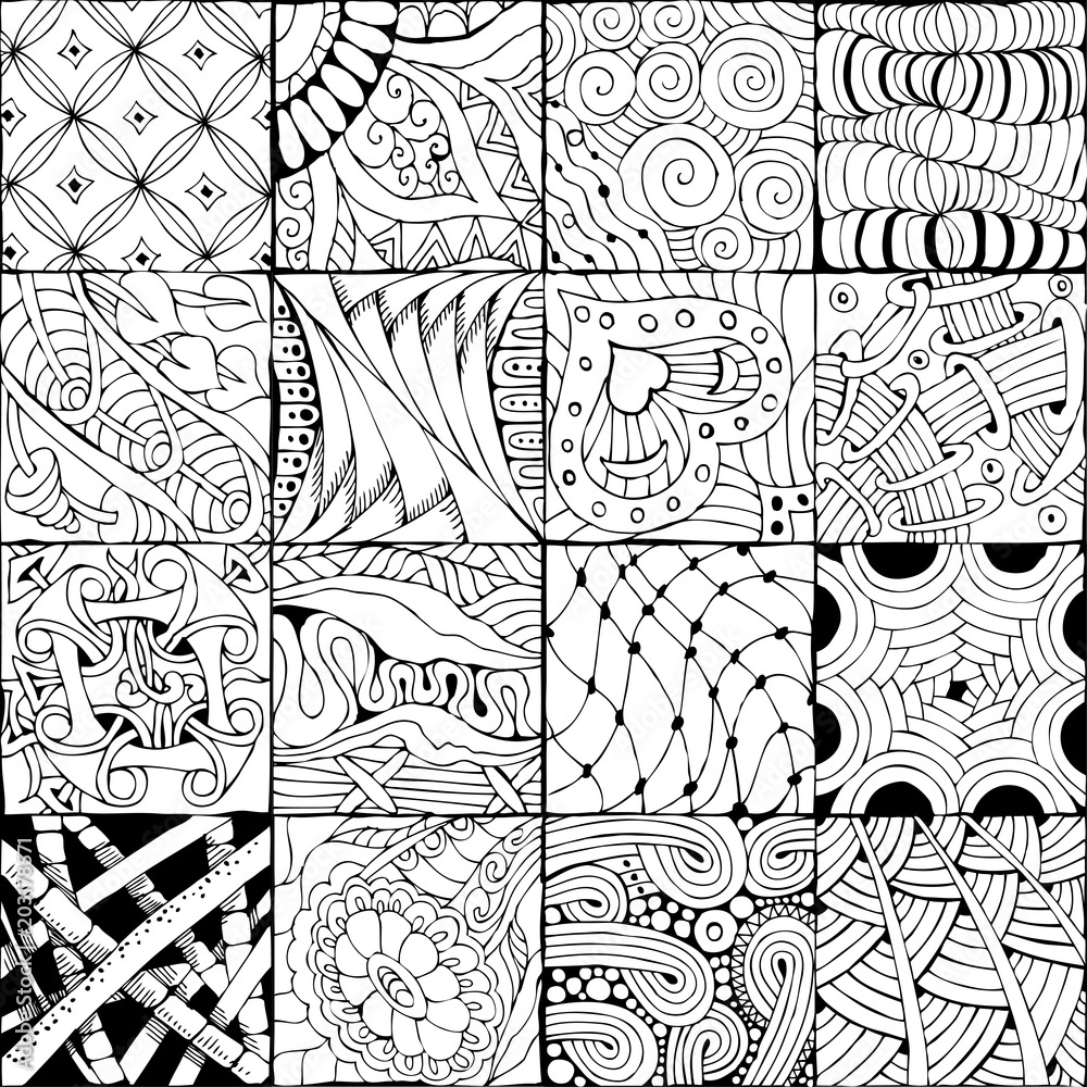 Hand drawn zentangle background for coloring page Stock Vector | Adobe ...
