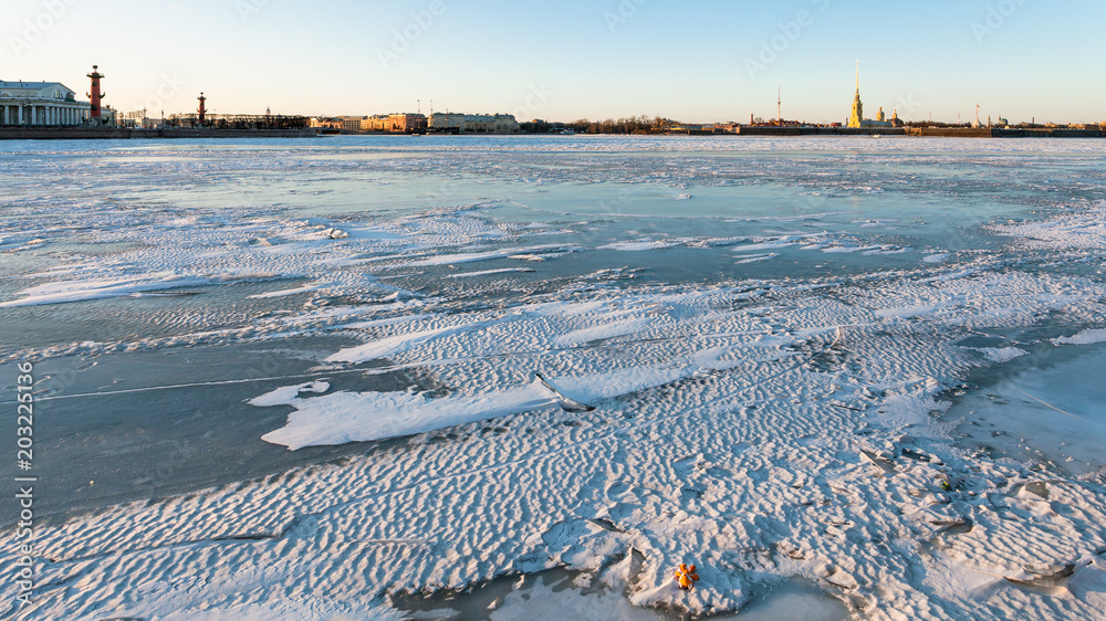 Saint Petersburg skyline with frozen Neva river Stock Photo | Adobe Stock