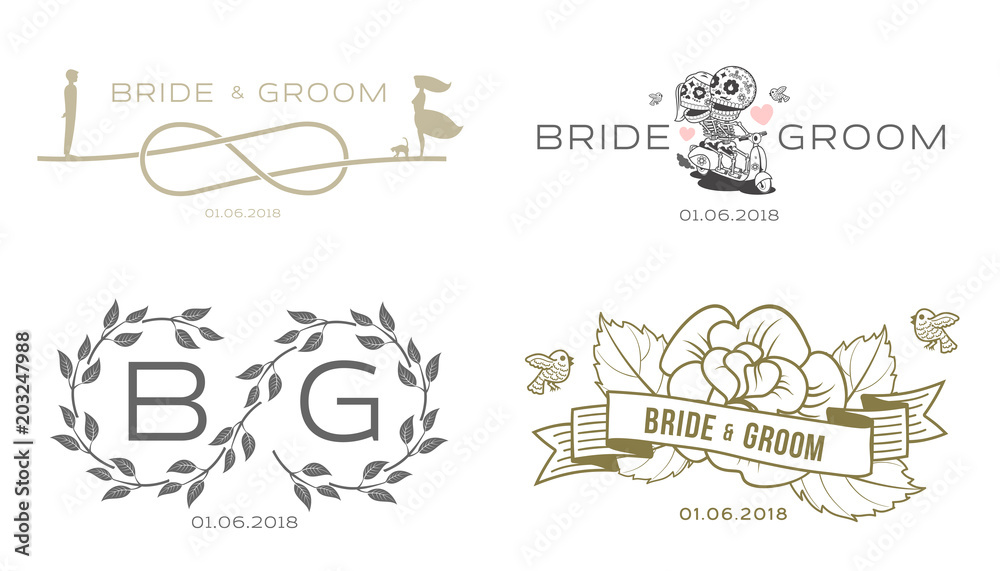 Elegant design templates for wedding card. Wedding logo for business ...