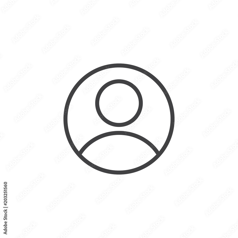 Person profile circle avatar outline icon. linear style sign for mobile ...