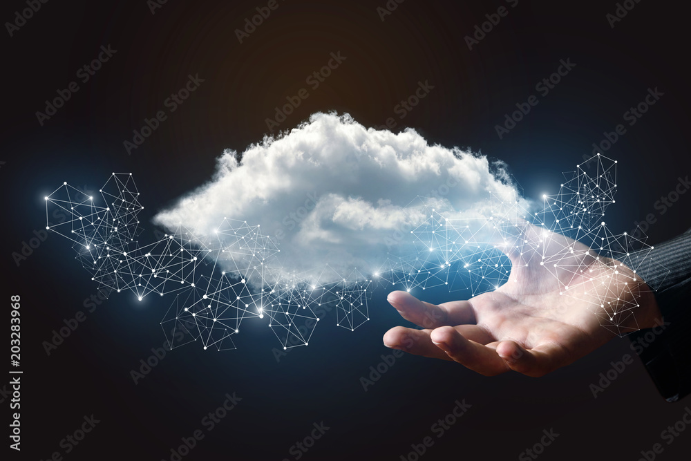 Data cloud in the hand . Stock Photo | Adobe Stock