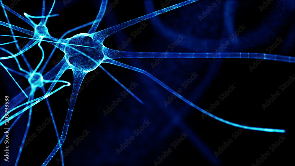 Artificial intelligence and deep learning technology concept. Blur ...
