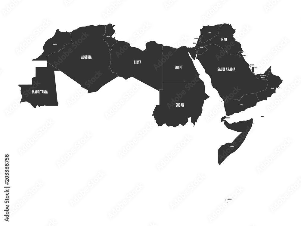 Vector de Stock Arab World states. Political map of 22 arabic-speaking ...