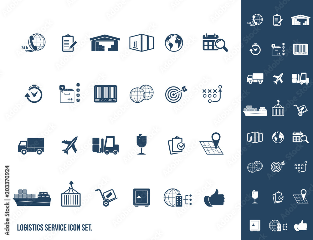 Logistics service icon set. Fast delivery and quality service ...