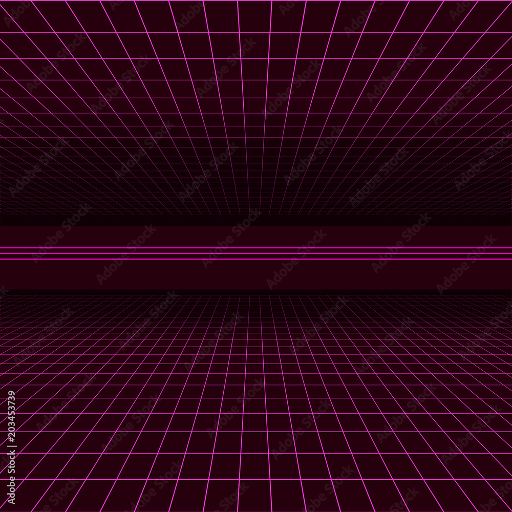 Future retro line background of the 80s. Vector futuristic synth retro ...