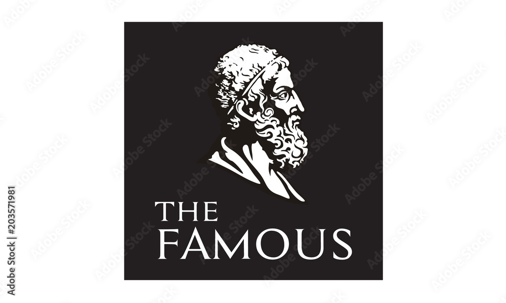 Ancient Greek Philosopher Figure Face Head Statue Sculpture Logo design ...