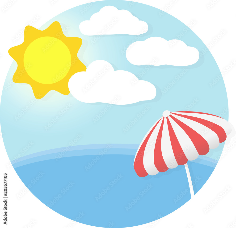 Banner design about a perfect summer day at beach in holidays with sun ...