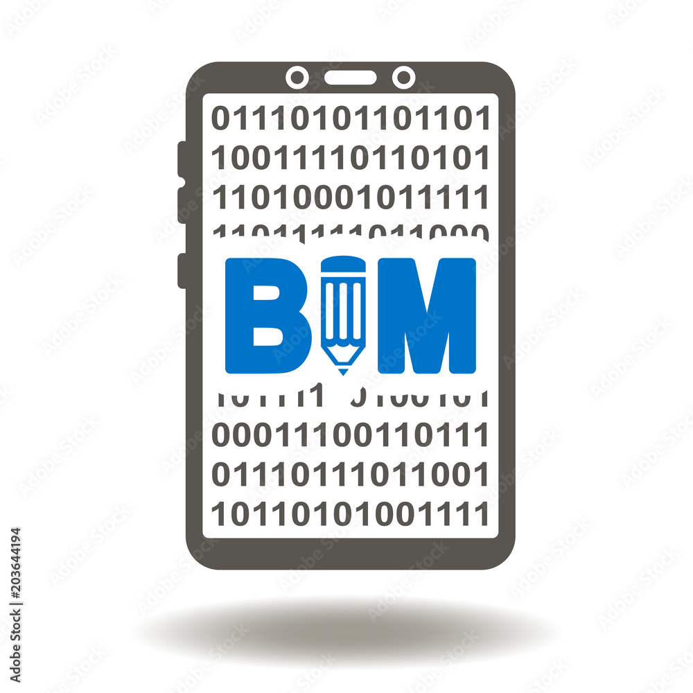 Smartphone BIM Pencil Icon Vector. Digital Mobile App Building ...