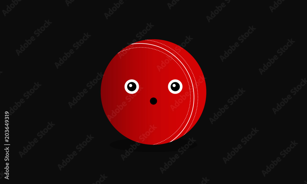Cricket Ball Sport Vector Illustration with Smiley Face Stock Vector ...