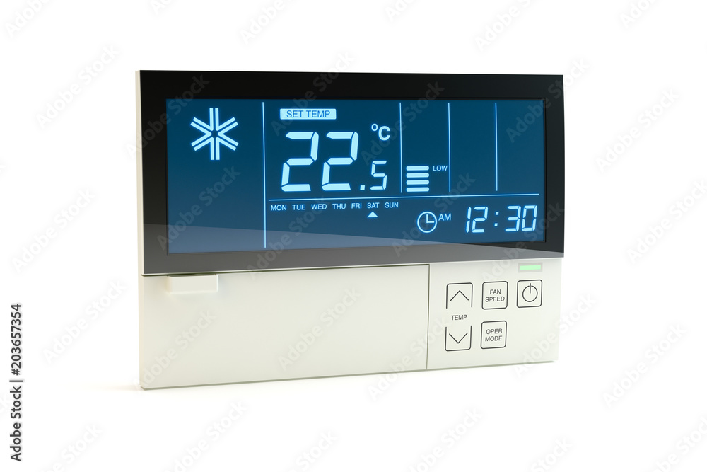 Control panel for the air conditioner, white background Stock ...