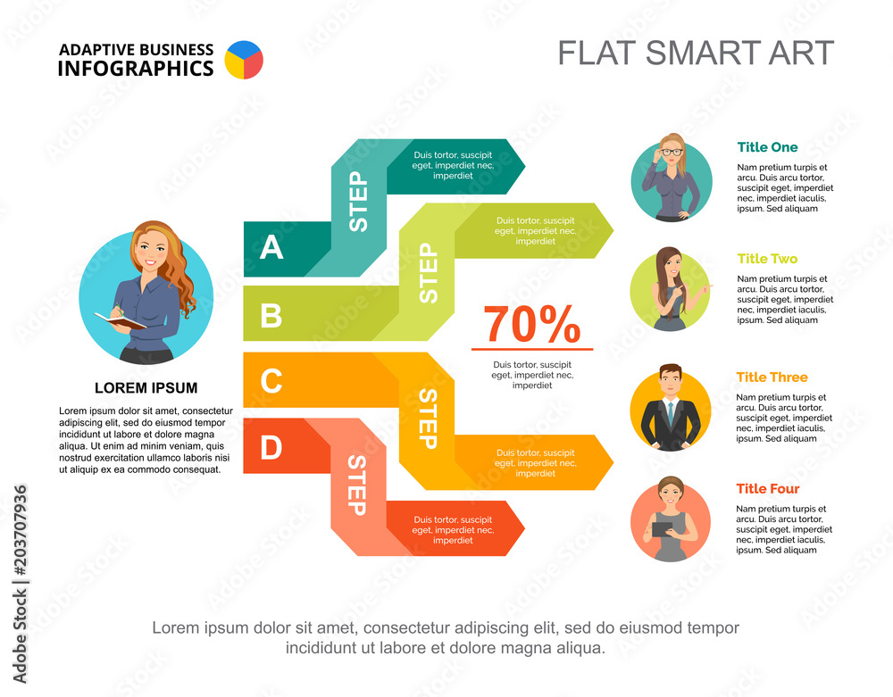 Vektor Four options progress percentage chart template for presentation ...