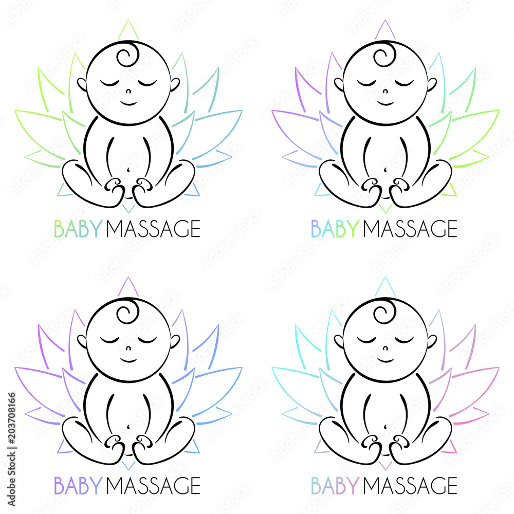 Logo baby and lotus isolated on the white background. The child is ...