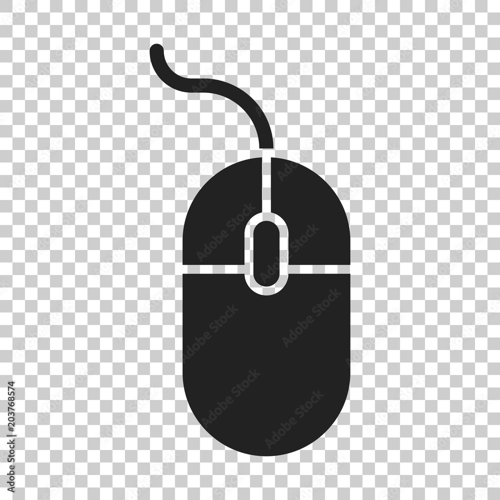 Computer Mouse icon. Vector illustration on isolated transparent ...